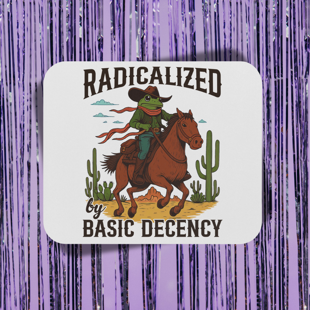 Radicalized By Basic Decency Mouse Pad | Lavender & Rage
